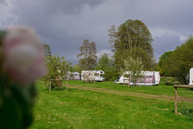 Motorhome RV Campers stock photo. Image of remote, park - 104099550