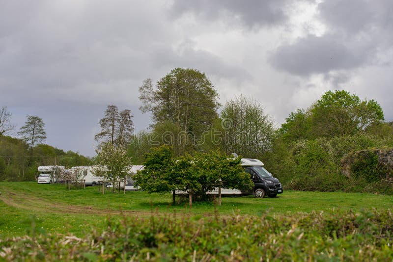 Motorhome RV Campers stock photo. Image of remote, park - 104099550