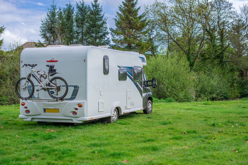 Motorhome Campers Parked in a Camp in Early Spring Editorial Stock ...