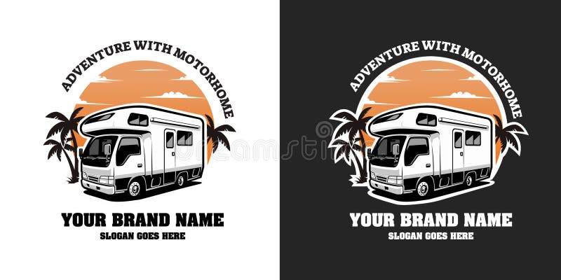 Motorhome Campervan Caravan RV Logo Vector Art Illustration Isolated ...