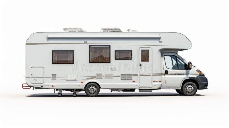 Realistic White Rv Motorhome on White Background Stock Image - Image of ...