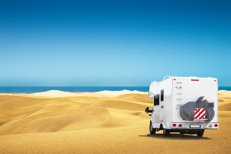 Motorhome in Desert Wilderness Stock Image - Image of explore, journey ...