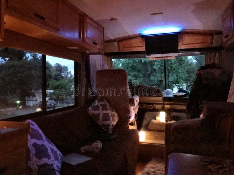 Motorhome interior stock photo. Image of sundown, interior - 146248098