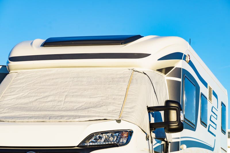 Motorhome with Thermal Screen Blind Stock Photo - Image of camp ...