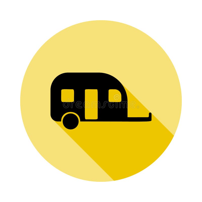 Motorhome Trailer Icon in Long Shadow Style Stock Illustration ...