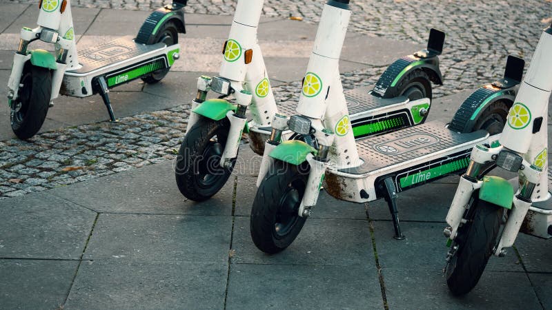 Motorized Electric Scooters at Brandenburg Gate in Berlin, Germany in ...