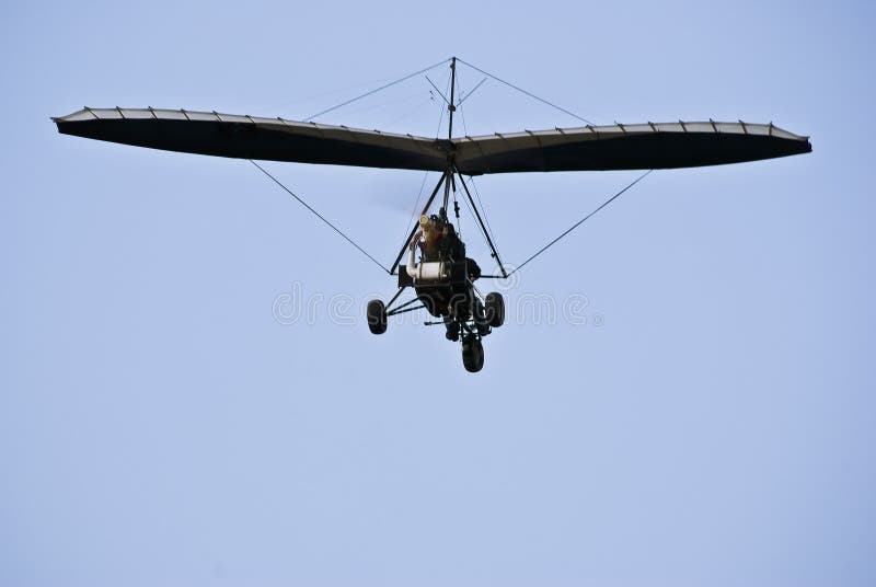Motorized Hang Glider in Flight - Rear View Stock Photo - Image of ...