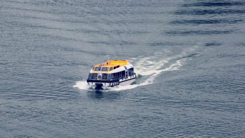 Motorized Rescue Boat Floats Fast by Water Surface Stock Video - Video ...