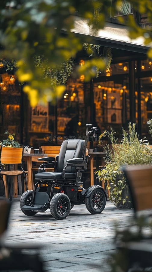 Motorized Wheelchair in a Restaurant Setting during Evening Hours for ...