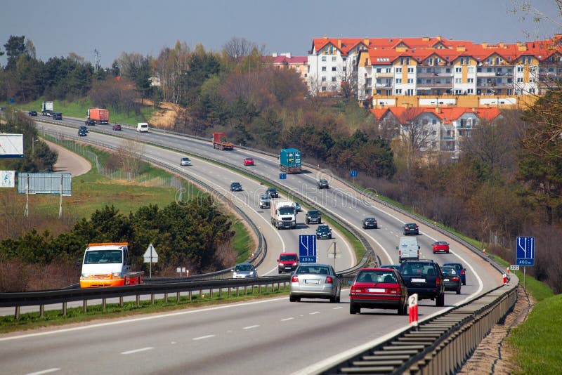Polish A4 Motorway Near Gliwice Stock Photo - Image of truck, road ...