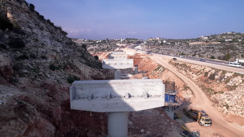 Motorway Bridge Under Construction Stock Footage - Video of pillar ...