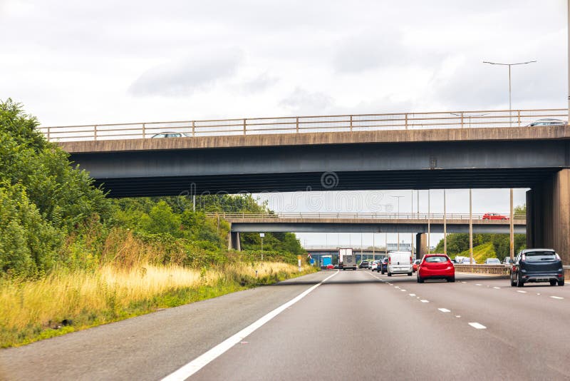 Motorway Bridge View stock photo. Image of carriageway - 227934616