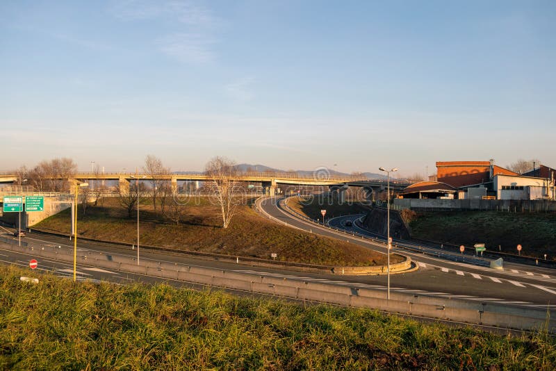 Highway with Overpass Architectural Structures in Concrete that ...