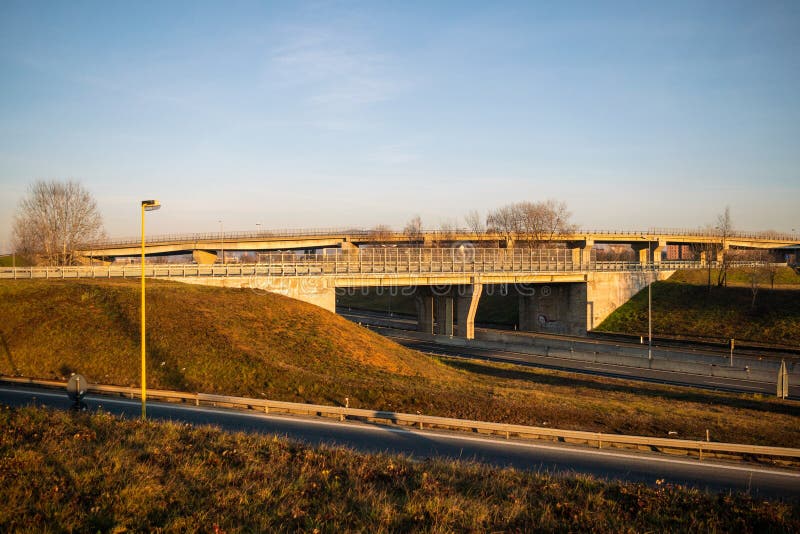 Highway with Overpass Architectural Structures in Concrete that ...