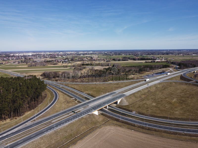 Motorway Exit and Entry, Top View. Stock Photo - Image of central ...