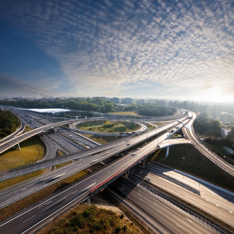Motorway Junction, AI Generated Stock Illustration - Illustration of ...