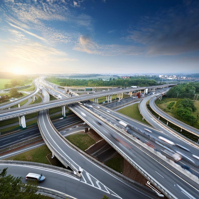 Motorway Junction, AI Generated Stock Illustration - Illustration of ...