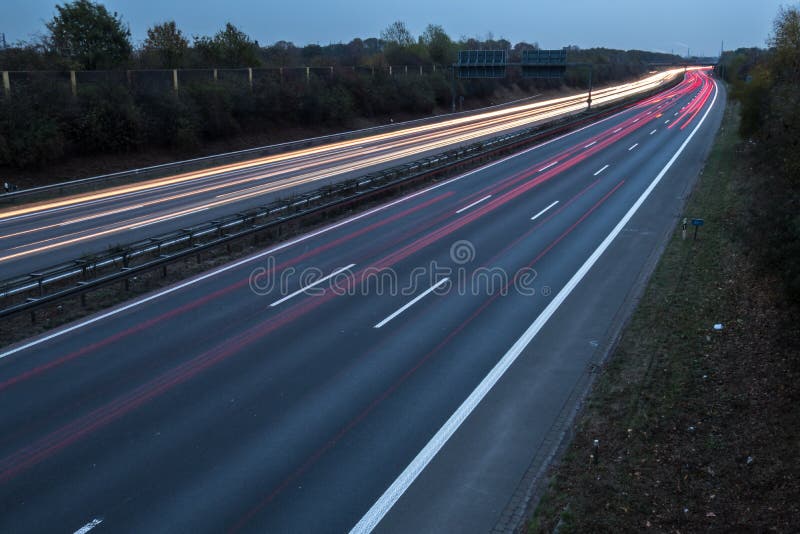 Motorway at Night with Fast Moving Cars Stock Photo - Image of road ...