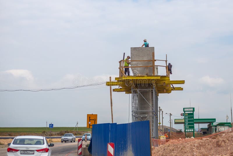Motorway Repair with Workers, Transport Editorial Stock Image - Image ...