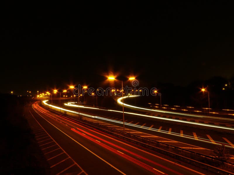 Night Time Traffic Light Trails Stock Photo - Image of distance ...