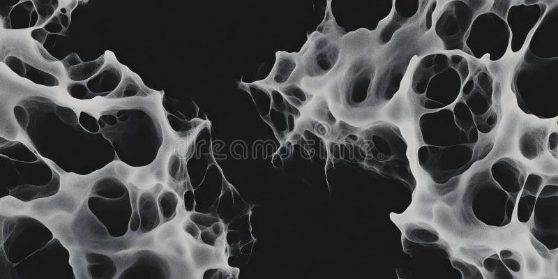 Mottled Grayscale Texture with Sharp Edges and Deep Shadows on a Black ...