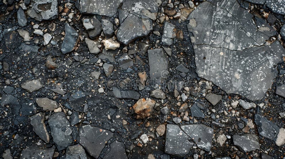 A Mottled Surface with Small Tered Chunks of Broken Asphalt Mixed in ...