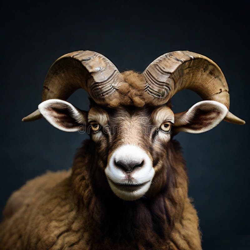 Mouflon head in close up. stock image. Image of generated - 304350031