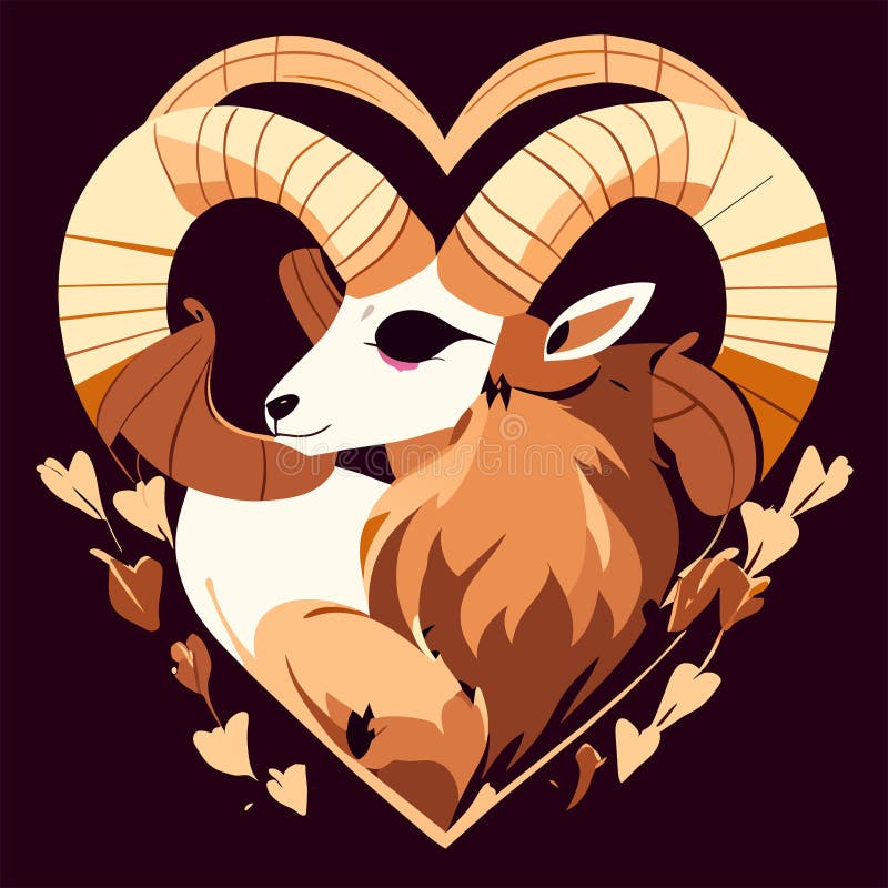 Mouflon and Ram in a Heart Shape. Vector Illustration Stock Vector ...