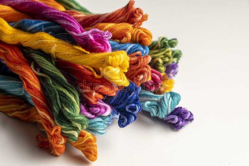 Mouline Threads. Colorful Cotton Craft Threads on White Background ...