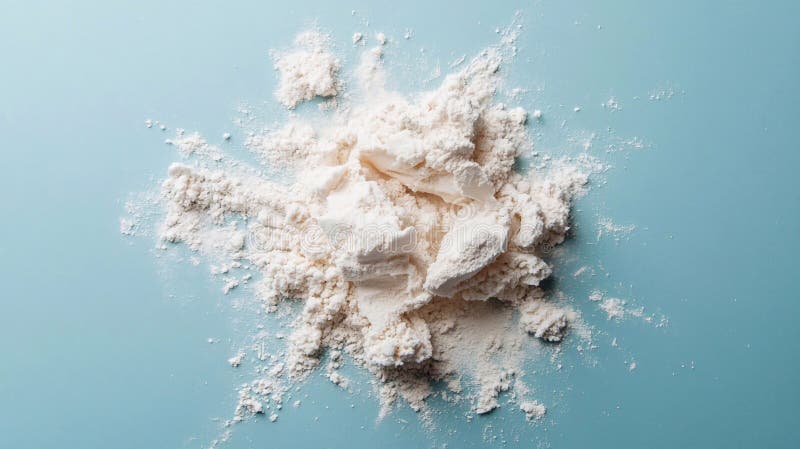 Flour Spilled on a Blue Surface Showing Texture and Fine Granules in ...