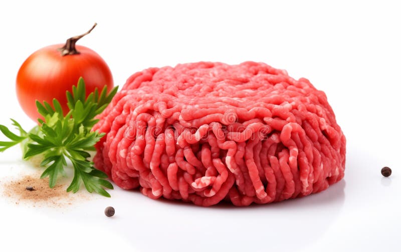 Fresh Minced Meat Ready for Cooking Isolated on White Background Stock ...