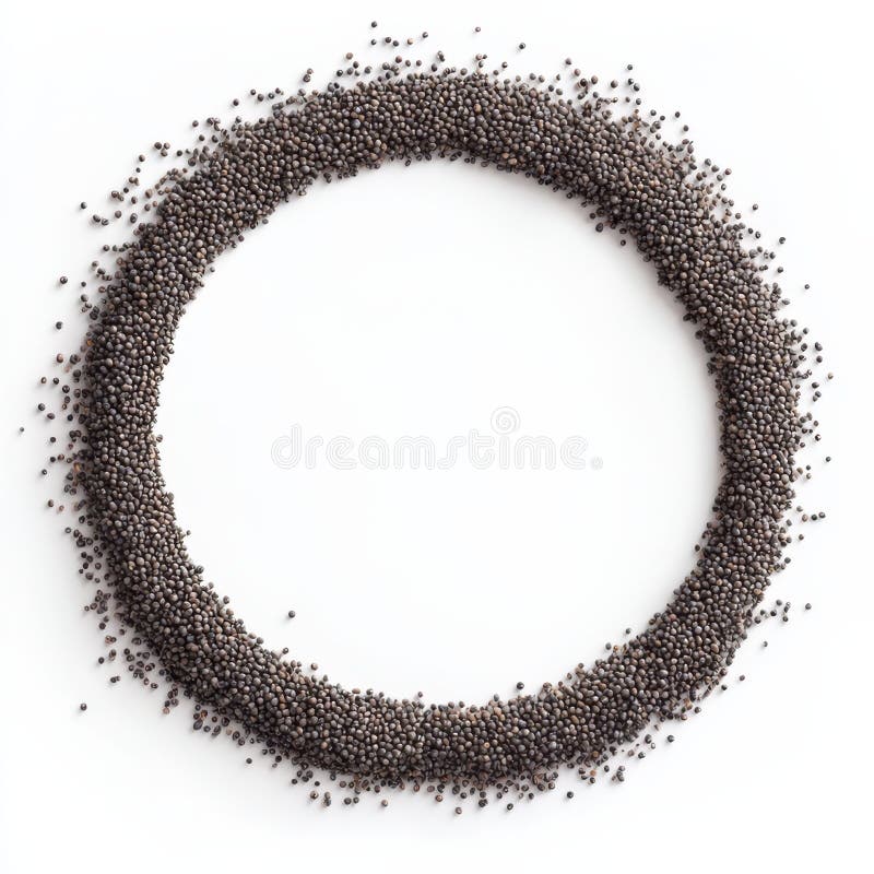 Mound of Small Black Seeds Arranged in a Perfect Circular Shape on a ...
