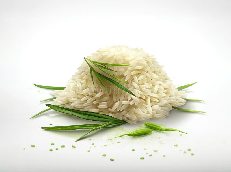 Mound of White Rice on a White Surface. Side View Stock Illustration ...