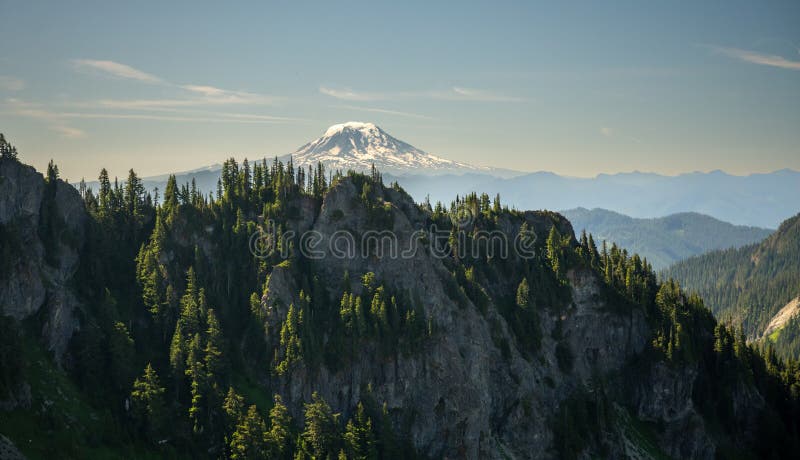 Mount Adams Sits on the Horizon South of Mount Rainier Stock Image ...