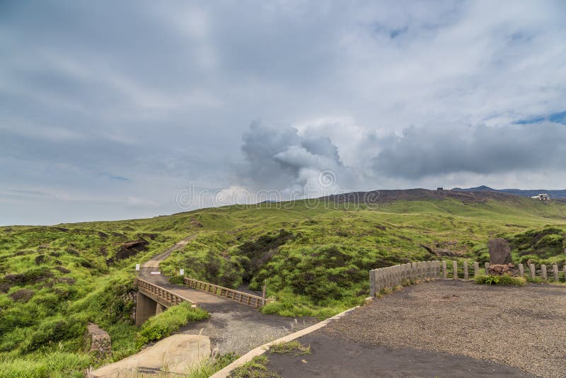 Mount Aso Volcano Erupting in Kumamoto, Kyushu, Japan Stock Image ...