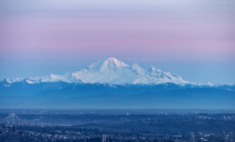 Mount Baker in the Distance Behind Vancouver City. BC, Canada Stock ...