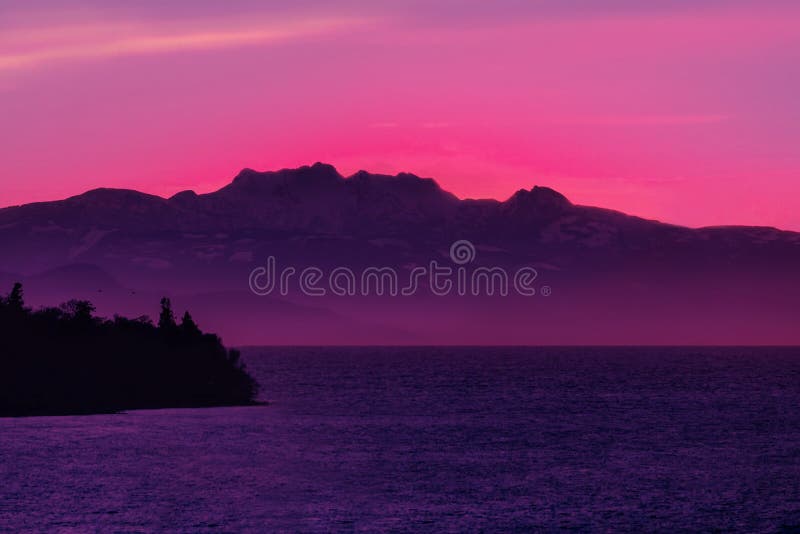 Mount Baker, the San Juan Islands at Sunset Stock Image - Image of ...