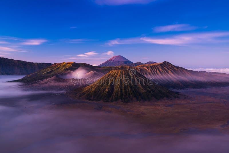 Mount Bromo with Mist and Fog Stock Photo - Image of java, damage ...