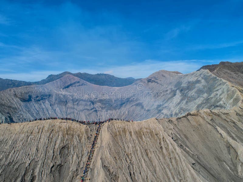Mount Bromo in East Java, Indonesia. .Aerial View and Top View Stock ...