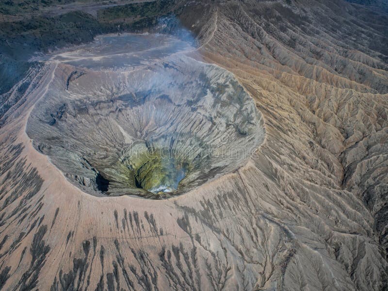 Mount Bromo in East Java, Indonesia. .Aerial View and Top View Stock ...