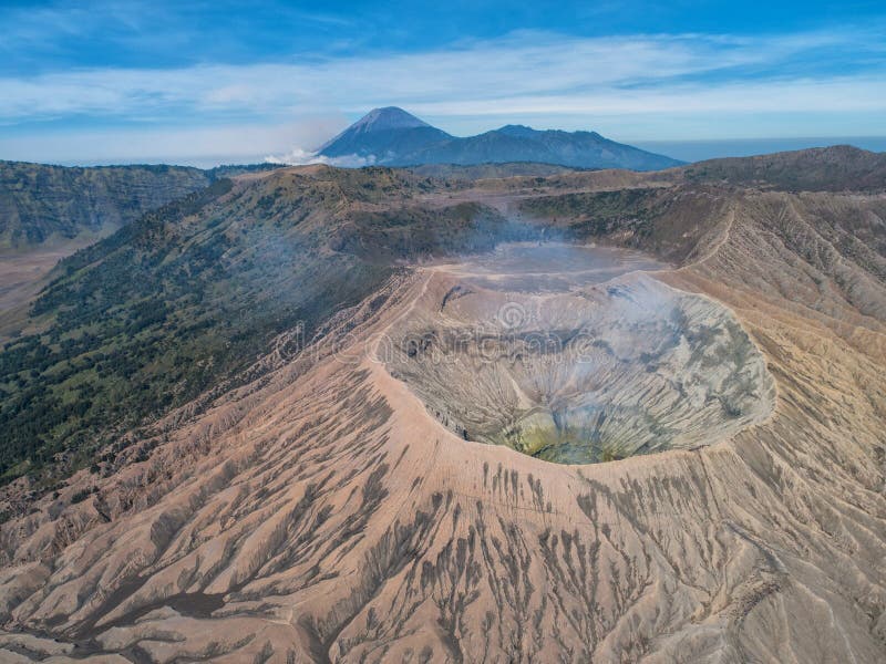 Mount Bromo in East Java, Indonesia. .Aerial View and Top View ...