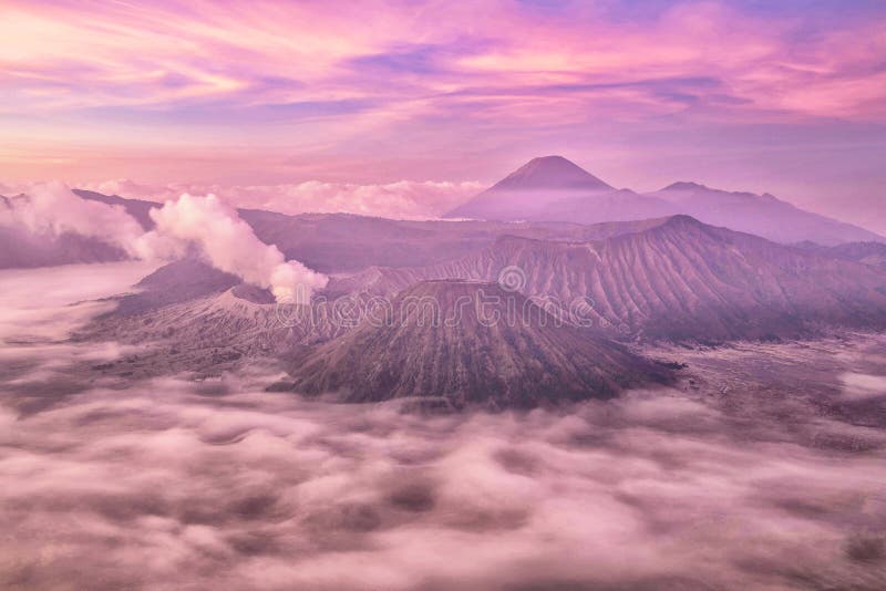 Mount Bromo in East Java, Indonesia. .Aerial View and Top View ...