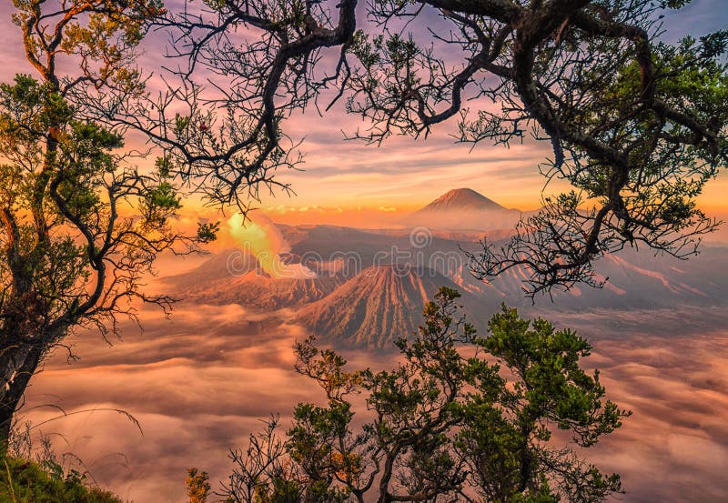 Mount Bromo in East Java, Indonesia.Beautiful Nature Background. Aerial ...