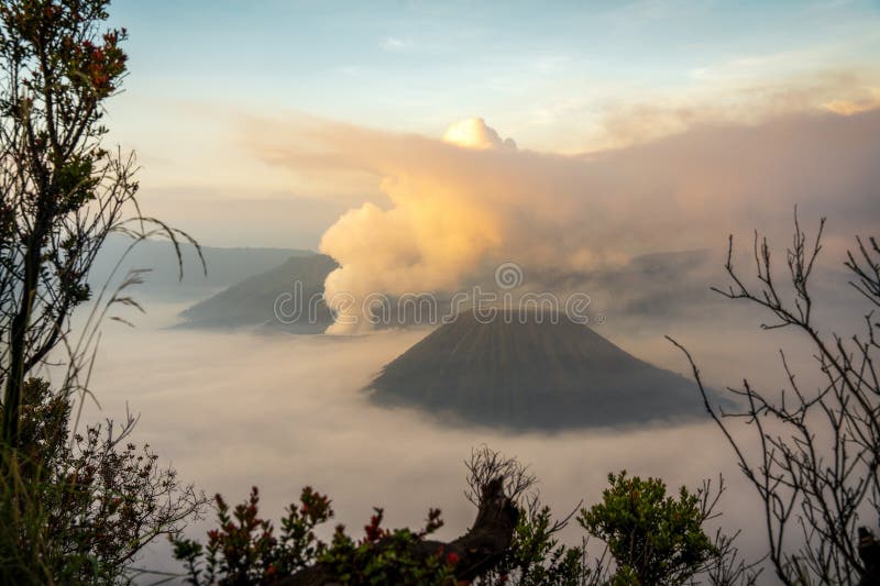 Mount Bromo Volcano on Java Indonesia Stock Photo - Image of active ...