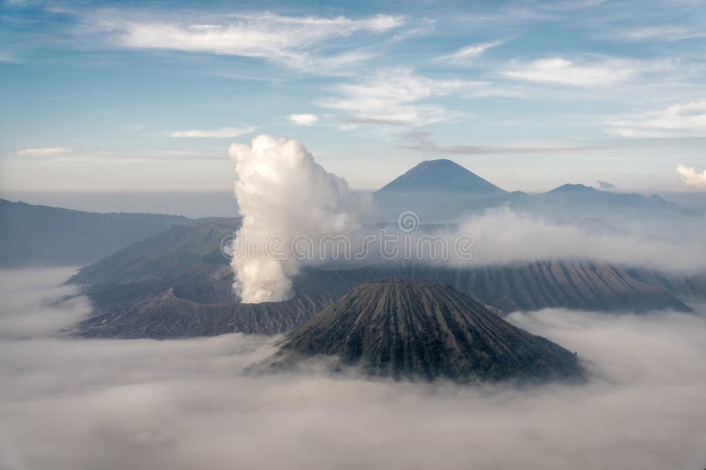 Mount Bromo Volcano on Java Indonesia Stock Photo - Image of crater ...