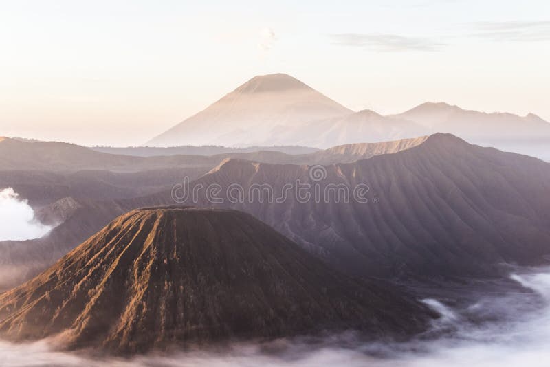 Mount Bromo Volcano at Sunrise Stock Image - Image of environment ...