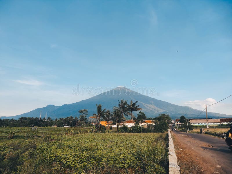 Mount Ceremai Seen from Kramat Village, the Highest Mountain in West ...