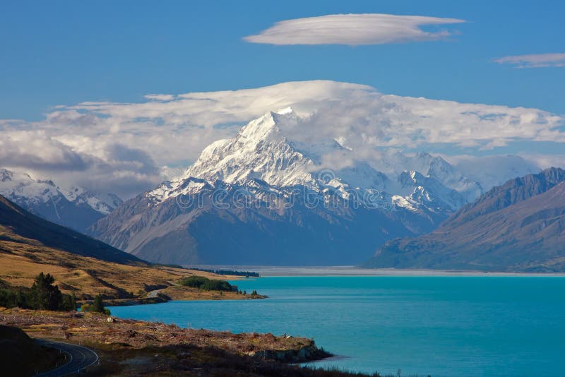 Mount Cook in Evening Light with Clouds on Summit Stock Photo - Image ...