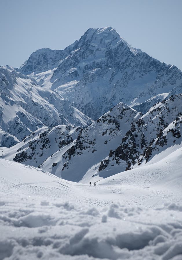 Mount Cook and Mountain Climber Stock Image - Image of climber, mount ...