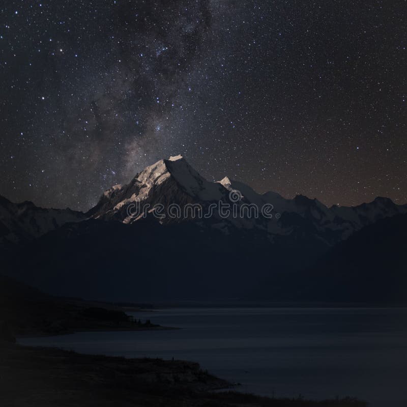 Mount Cook at night stock image. Image of cosmic, dark - 90426703